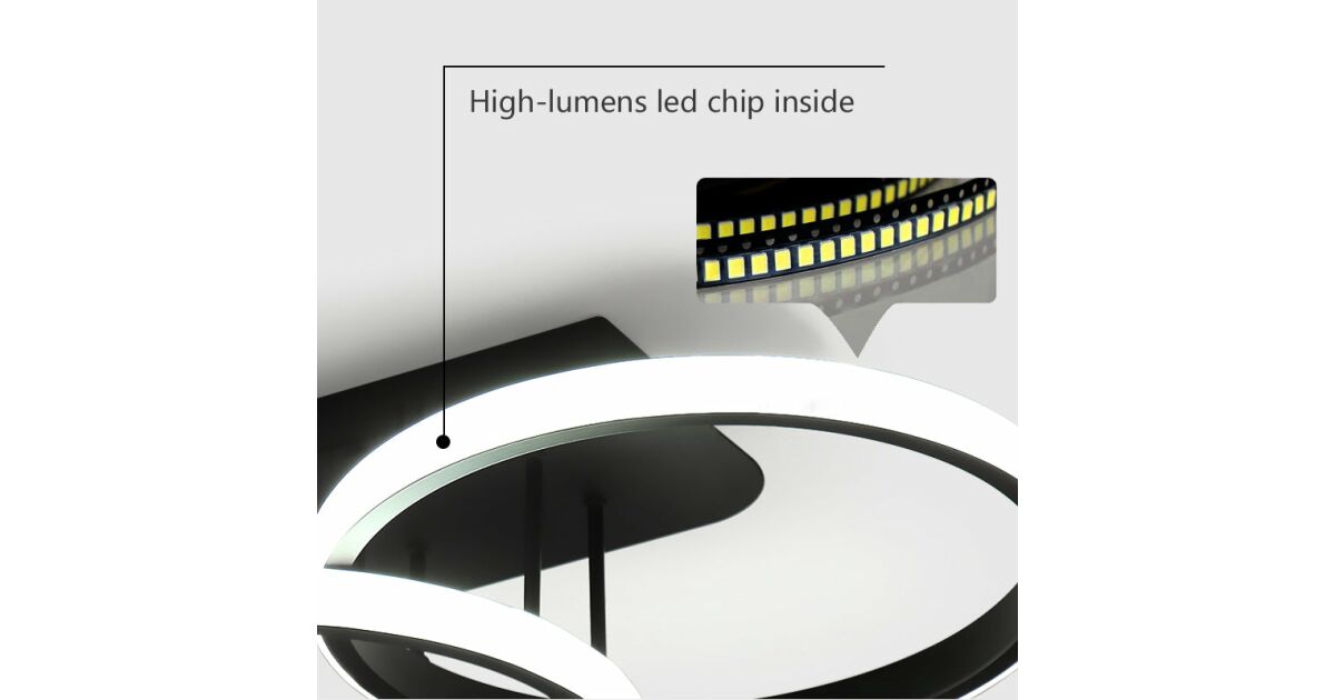 Lustra LED ELIO 47W, 4 Cercuri, Liniara, lumina Rece/Calda/Neutra ...