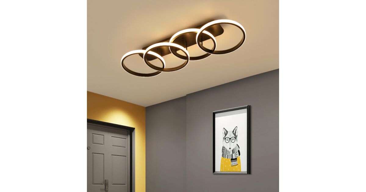 Lustra LED ELIO 47W, 4 Cercuri, Liniara, lumina Rece/Calda/Neutra ...
