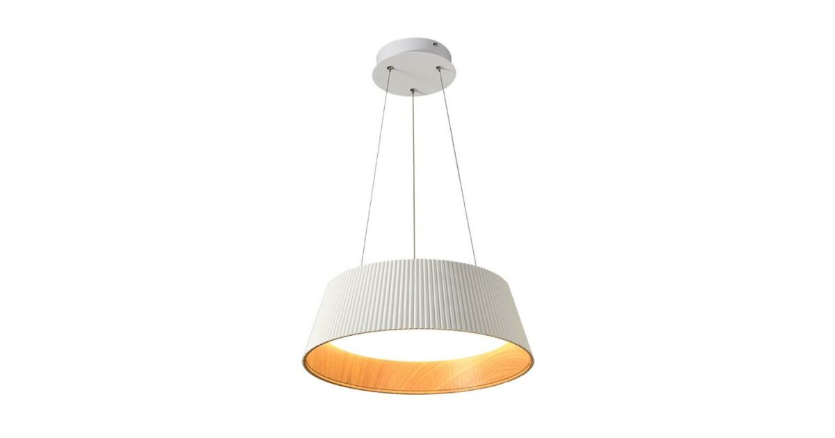 Aspe - Függesztett lámpa 46cm, 1xLED, 30W, Fehér + Fa | Pepita.hu