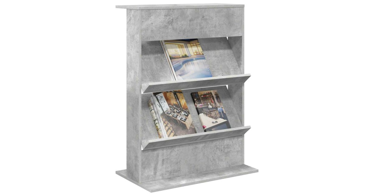 vidaXL Raft pentru reviste Gri din beton 70 x 41 x 96 cm Lemn compozit ...
