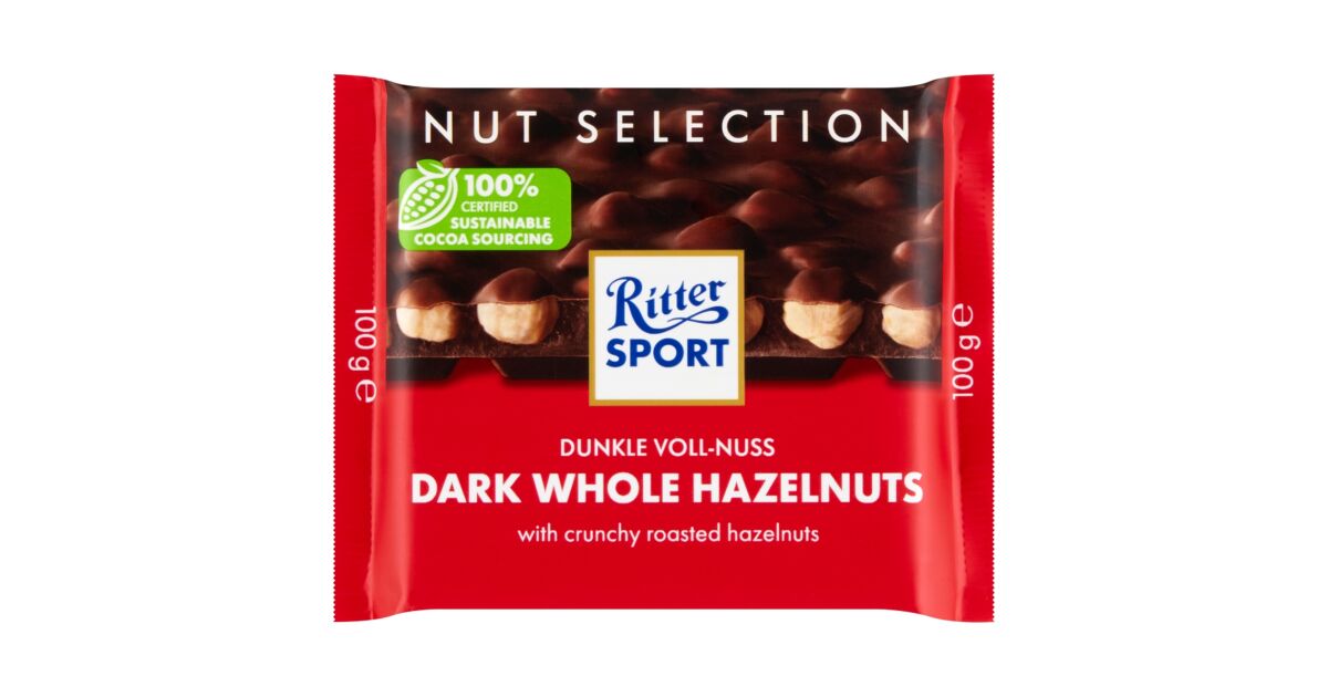 Ritter Sport étcsokoládé egészben pörkölt mogyoróval 100g | Pepita.hu