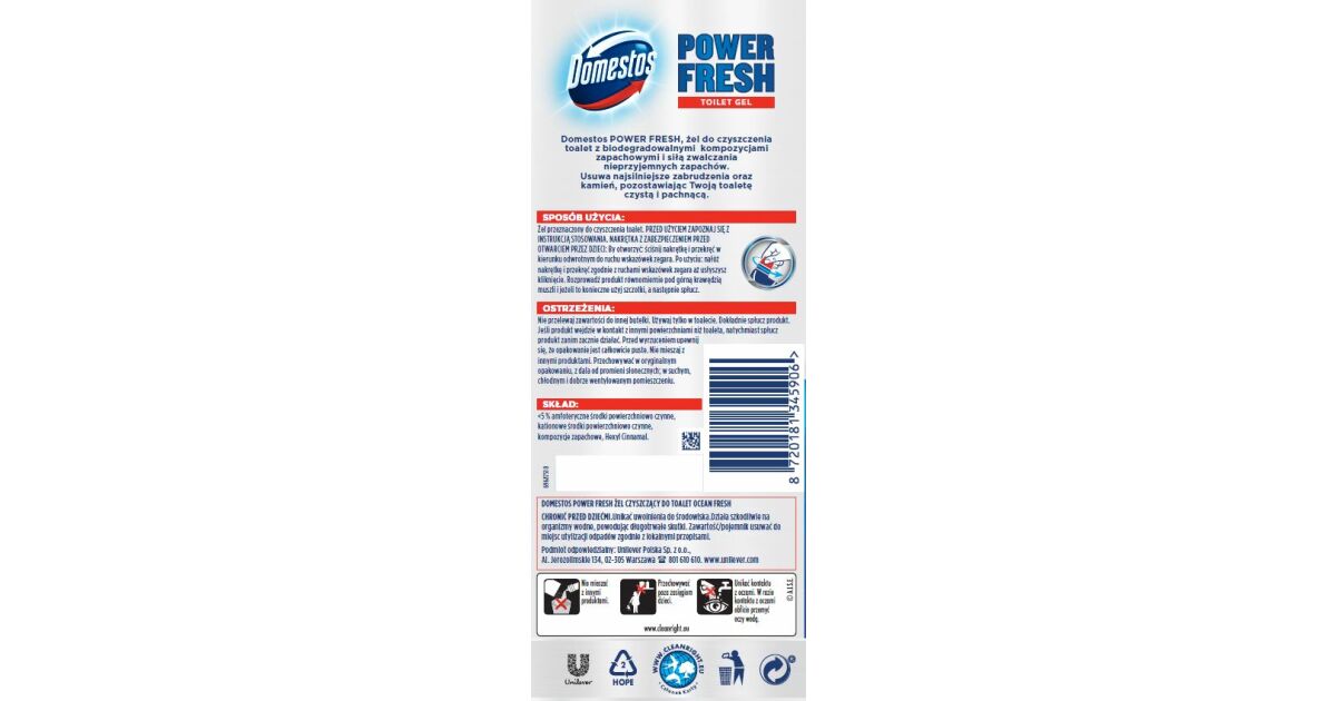 Domestos Power Fresh Ocean Fresh WC-tisztító gél 700ml | Pepita.hu