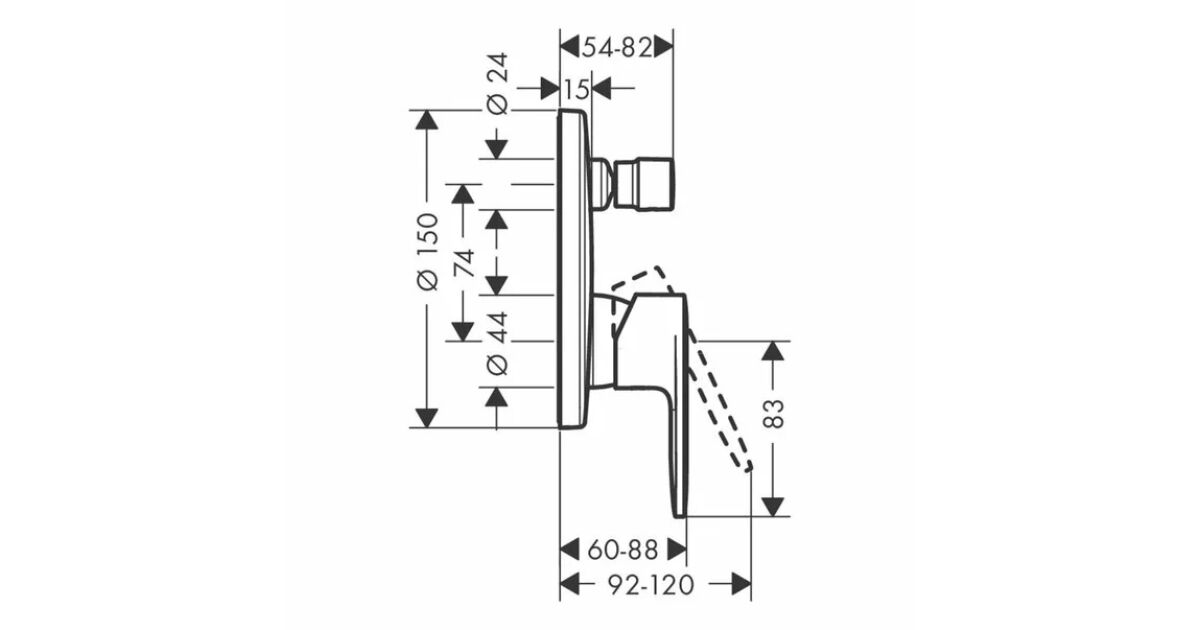 Baterie cada - dus incastrata Hansgrohe Vernis Blend fara corp ingropat ...