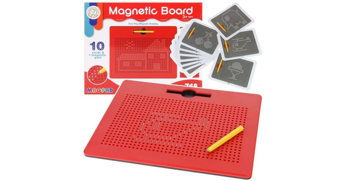 Mágneses kreatív tábla, nagy, MagPad, 748 golyó, XXL sablonok, ceruza ...