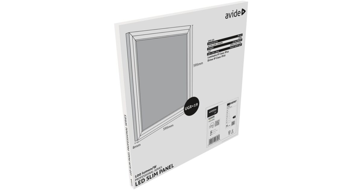 Avide LED Panel 600x600mm 40W CW 6400K 100lm/W UGR+IP44 Professional ...