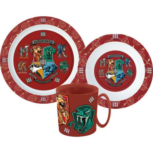 Set de veselă Harry Potter School Shields, microplastic, cu cană 350 ml ...