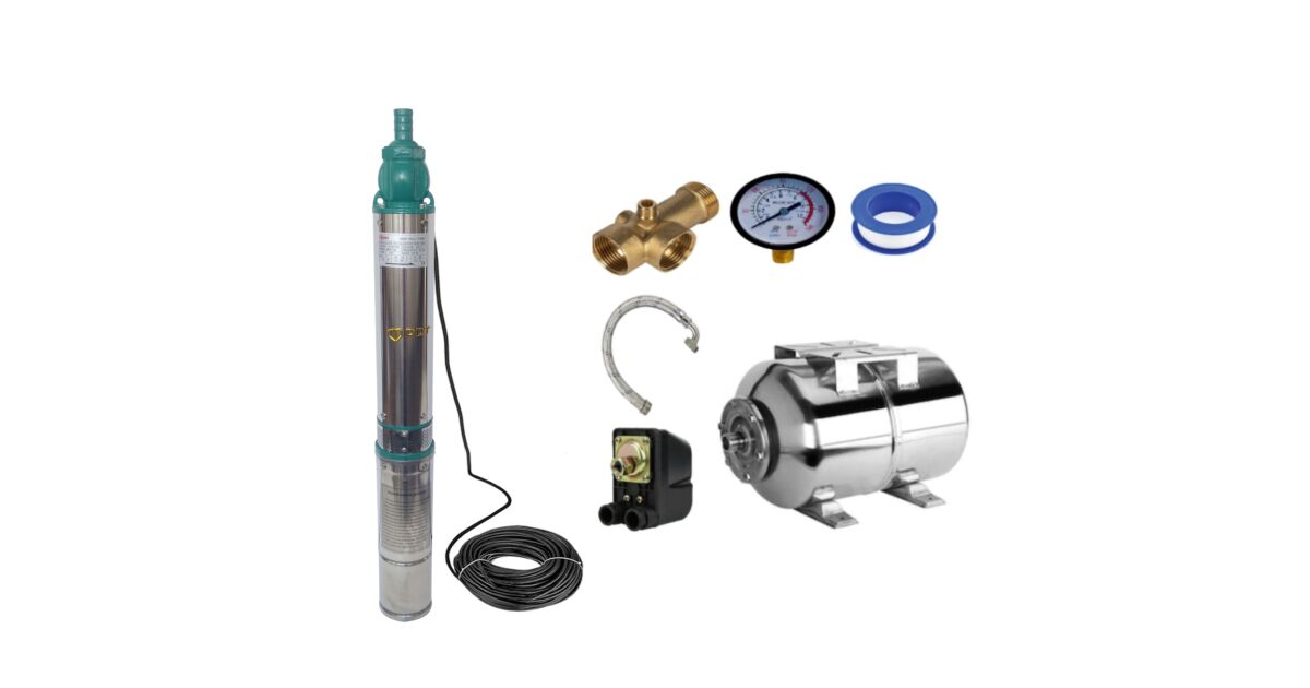Kit complet hidrofor Pompa submersibila de mare adancime, DDT, QJD120-1 ...