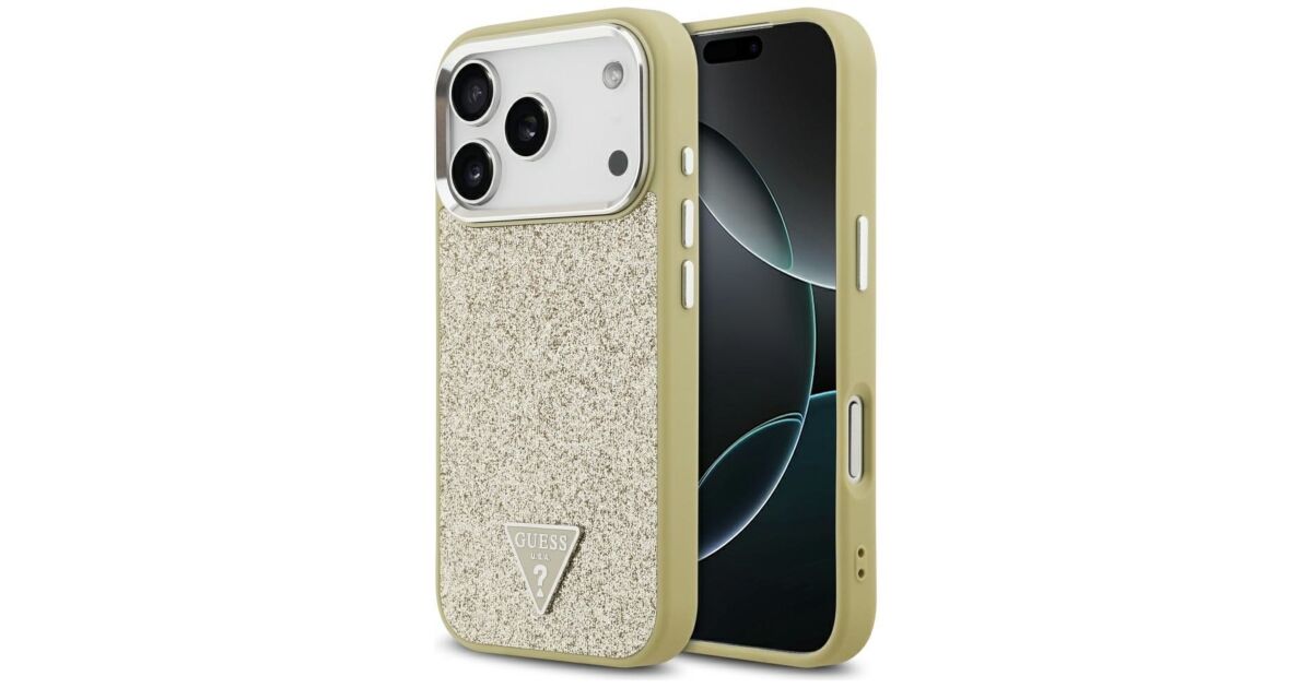 Guess csillámos háromszög logós MagSafe tok iPhone 17 Próhoz - arany ...
