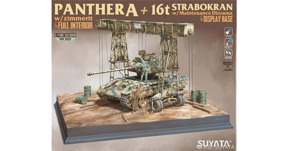 Suyata PANTHER A W/ZIMMERIT +16T STRABOKRAN W/MAINTENANCE DIORAMA 1:48 ...