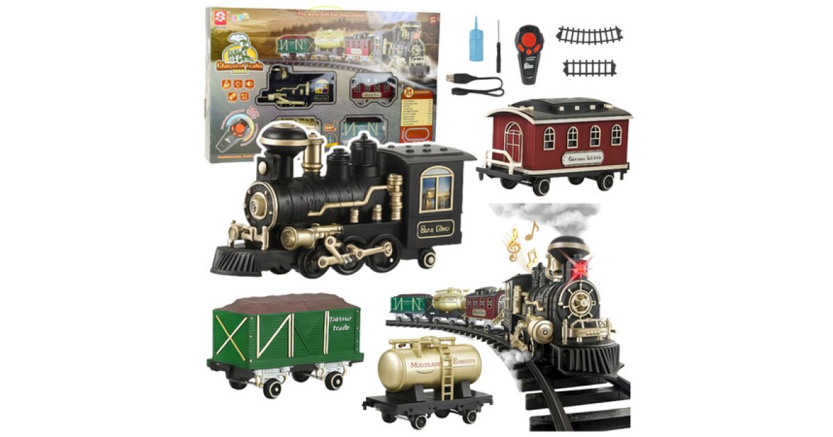 Electric Train Classic RC Train Lights Sounds Smoke 206 cm 24 pcs ...