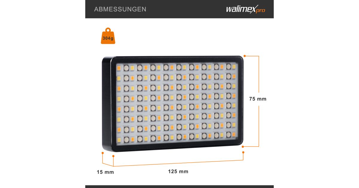 Walimex pro Rainbow LED RGBWW Zseb Stúdió lámpa 3000K-6500K / 12 Watt ...