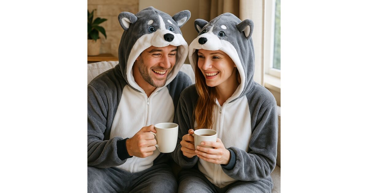 Onesie Kigurumi Pizsama Jelmez Szürke Husky Álcázat M: 155 - 165cm ...