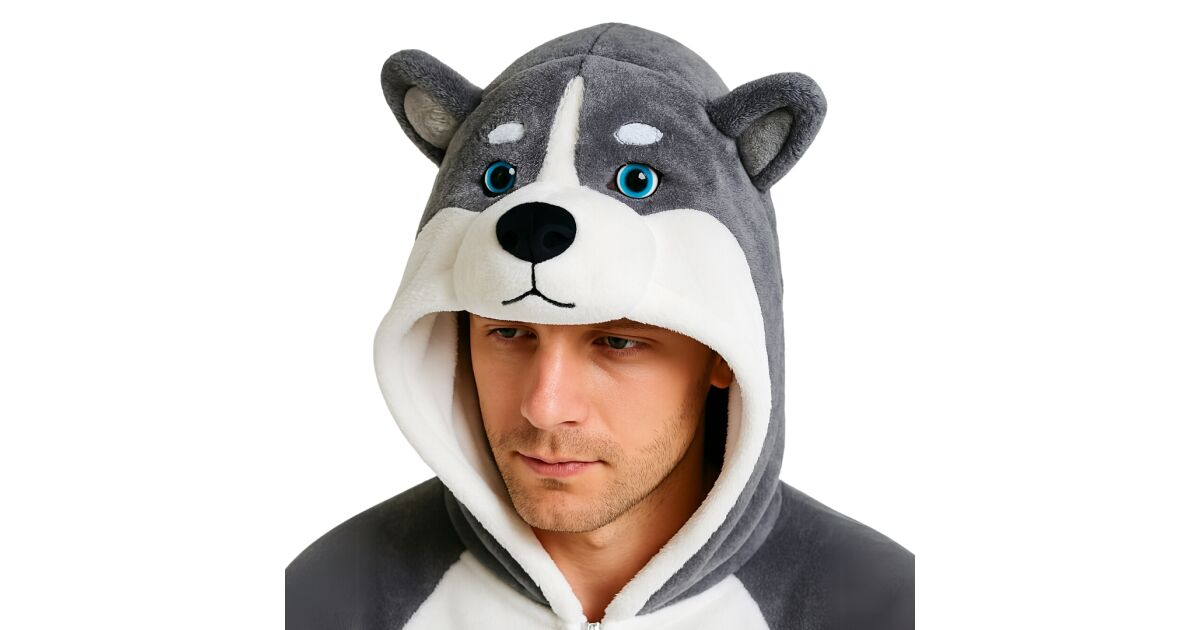 Onesie Kigurumi Pizsama Jelmez Szürke Husky Álcázat M: 155 - 165cm ...