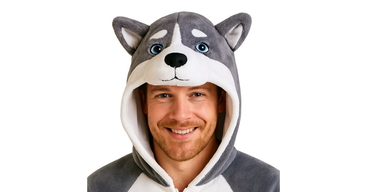 Onesie Kigurumi Pizsama Jelmez Szürke Husky Álcázat M: 155 - 165cm ...