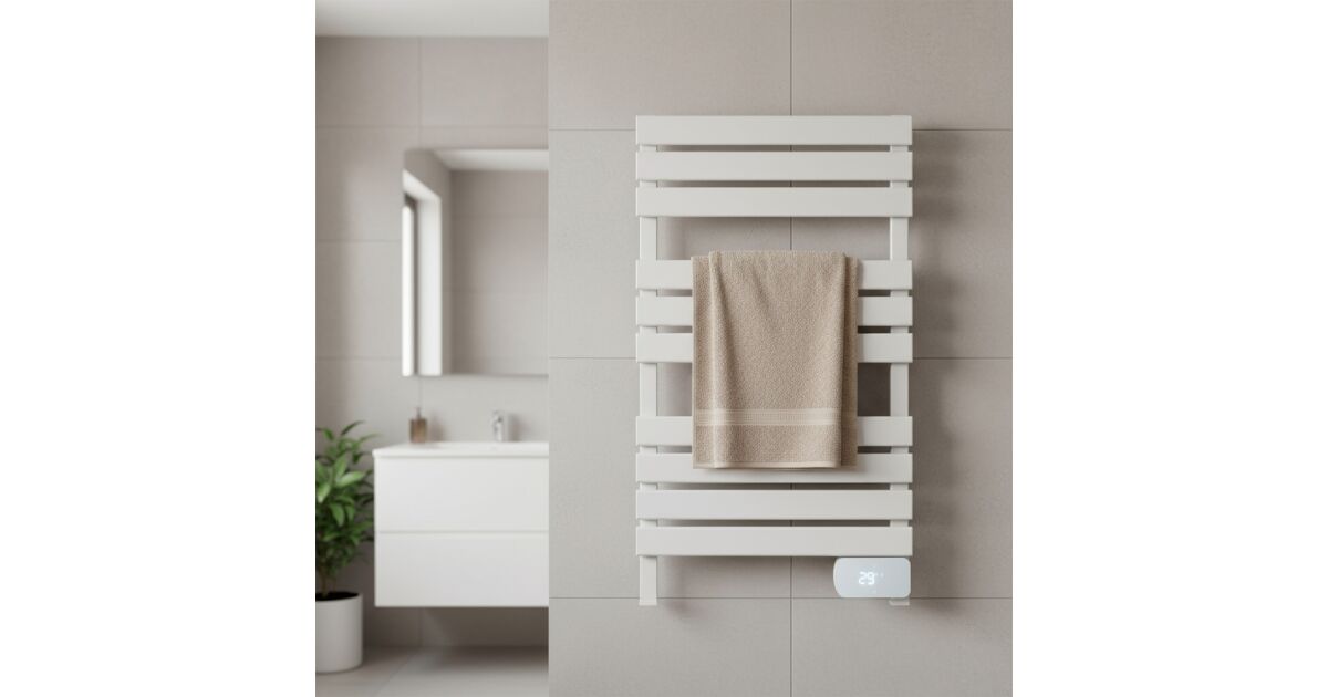 Elektrický radiátor so sušičom uterákov 450 W biely | Pepita.com