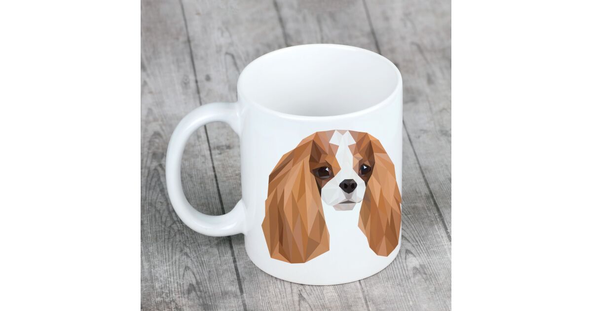 Cavalier King Charles spániel - bögre fotóval és geometrikus kutya ...