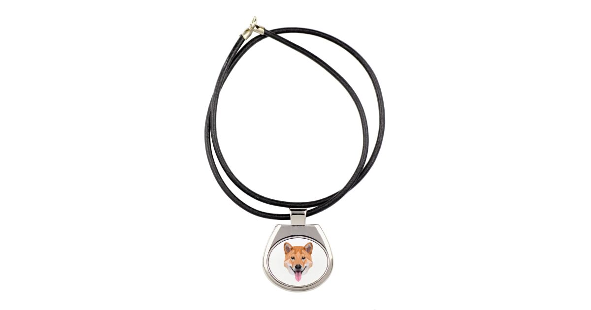 Shiba Inu - nyaklánc fotóval és geometrikus felirattal, Art-Dog-tól ...