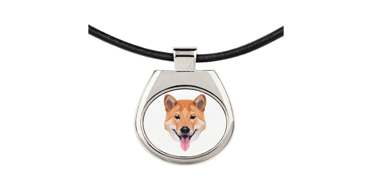 Shiba Inu - nyaklánc fotóval és geometrikus felirattal, Art-Dog-tól ...