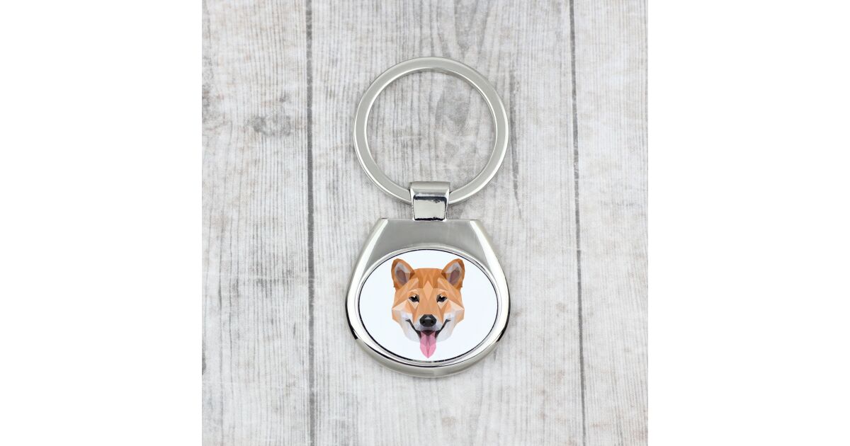 Shiba Inu - geometrikus kulcstartó fotóval és Art-Dog felirattal ...