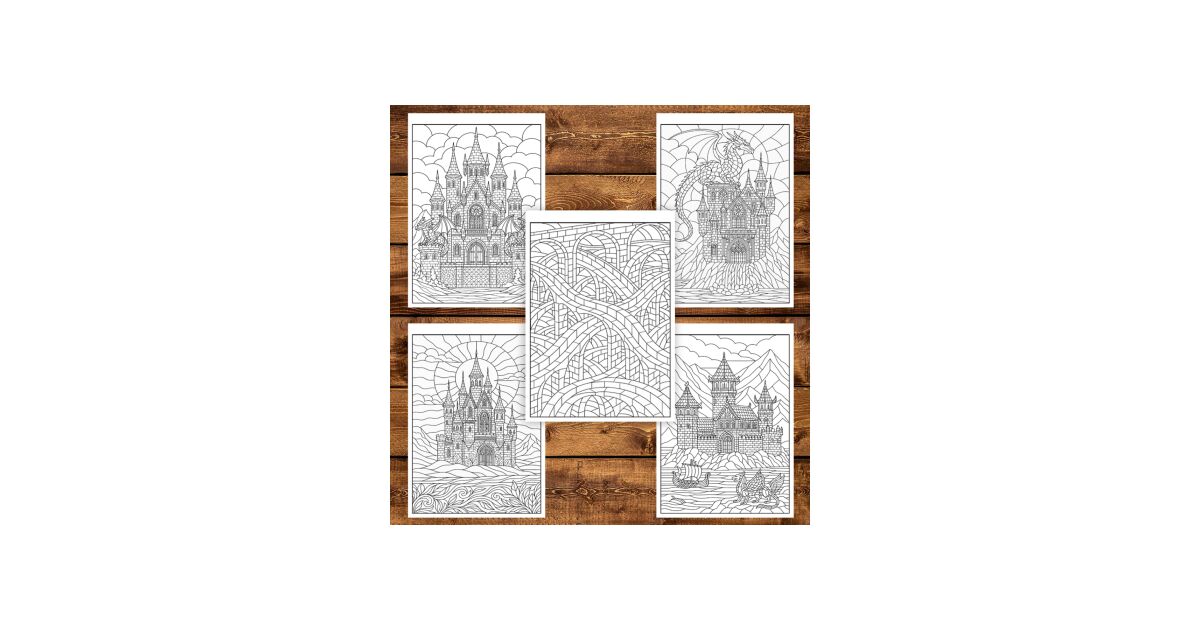 Coloring book, 50 illustrations Castles and Fortresses - Premium ...