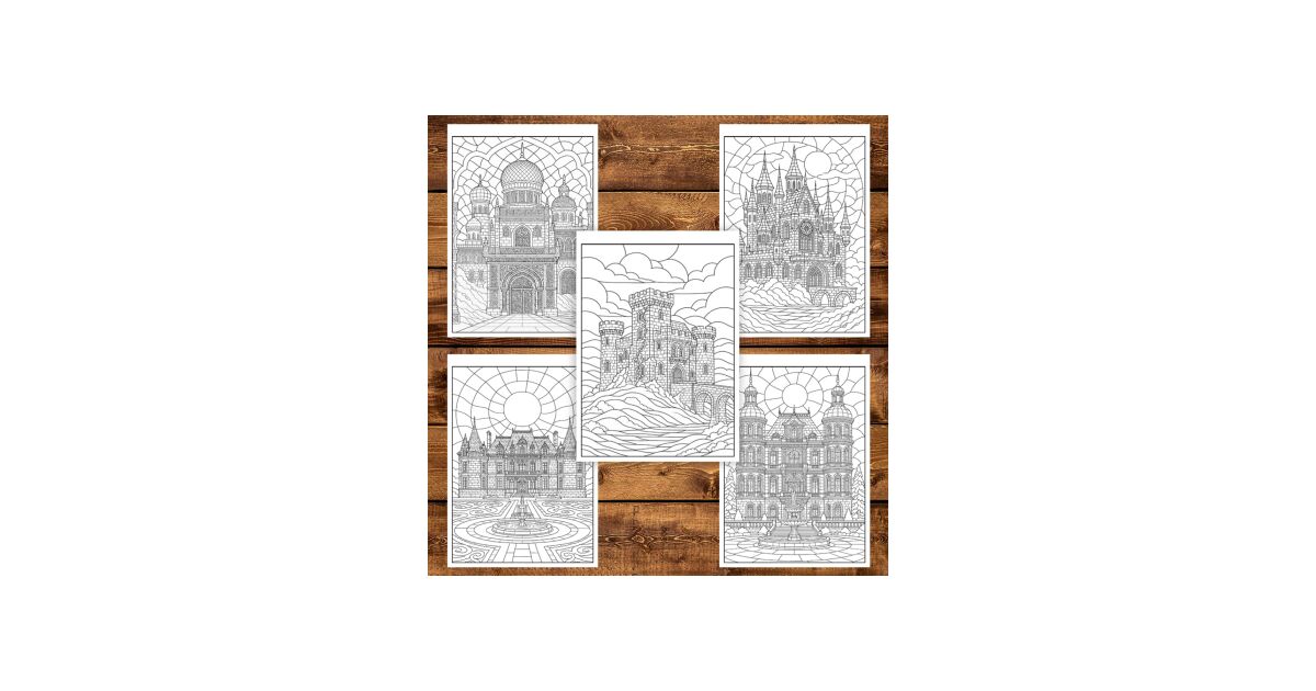 Coloring book, 50 illustrations Castles and Fortresses - Premium ...