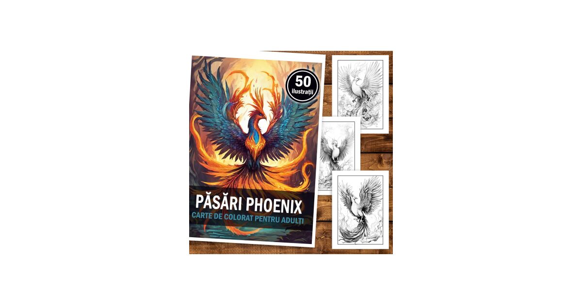 Coloring book, 50 illustrations, Phoenix Birds | Pepita.com