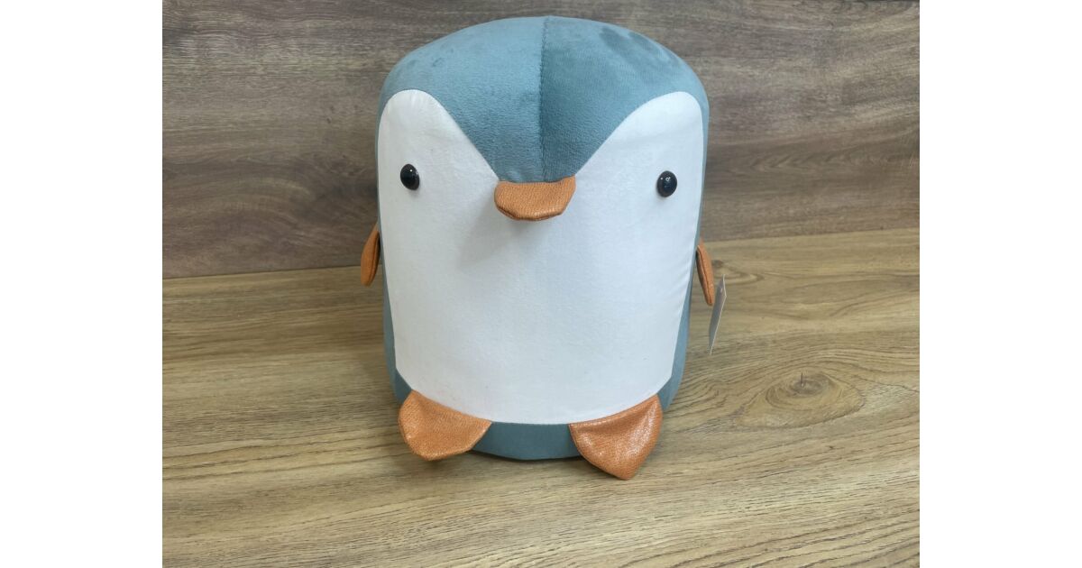 Taburet pentru copii, 28x25cm, maxim 50kg, model pinguin albastru ...