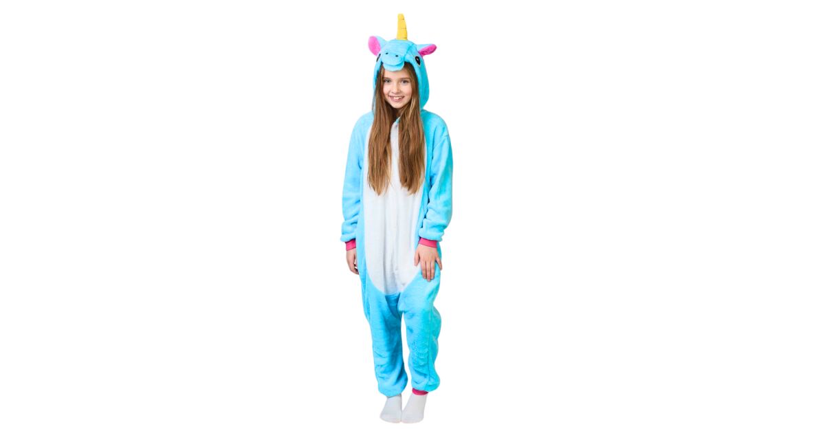 Onesie Kigurumi Pizsama Jelmez Kék Unikornis Gyerekeknek 105 - 115cm ...