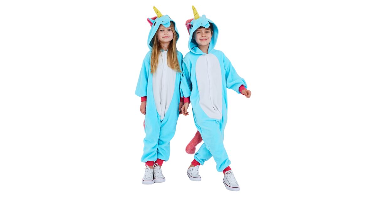 Onesie Kigurumi Pizsama Jelmez Kék Unikornis Gyerekeknek 105 - 115cm ...