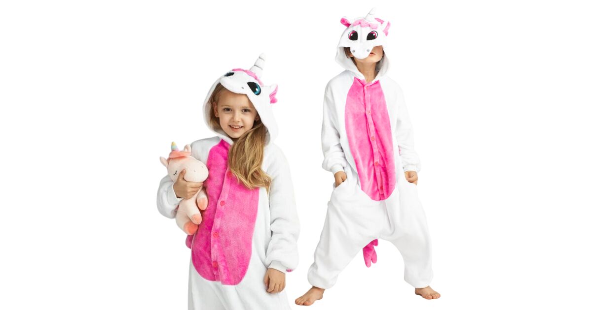 Kigurumi Onesie pizsama jelmez rózsaszín unikornis gyerekeknek 115 ...