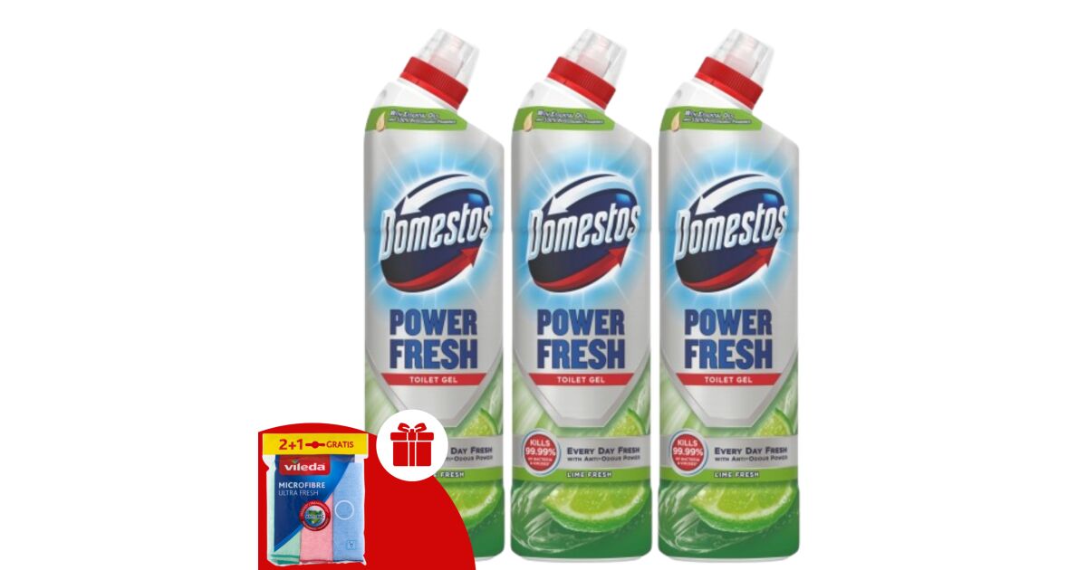 Domestos Power Fresh Гел за почистване на тоалетна с лайм 700 мл ...