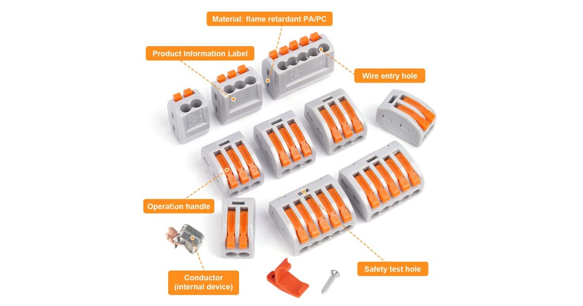Lever Cable Connector Set - 80-piece, 2/3/5-Port, PA/PC Fireproof ...
