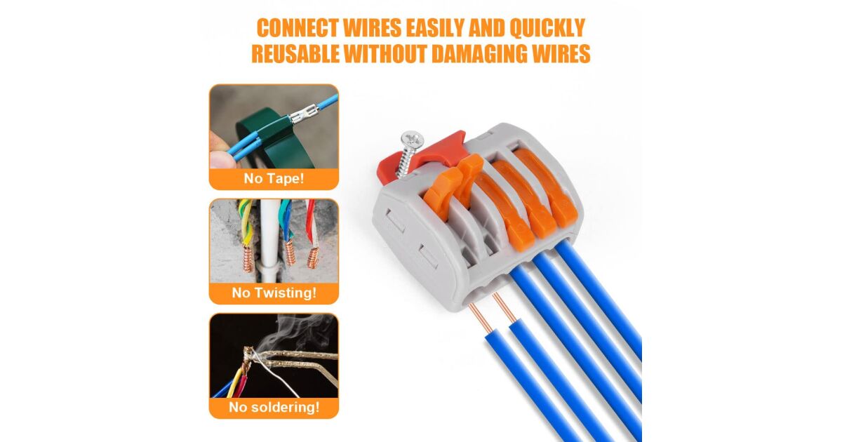 Set 80 conectori cablu electrici rapizi cu maneta, 2/3/5 porturi ...