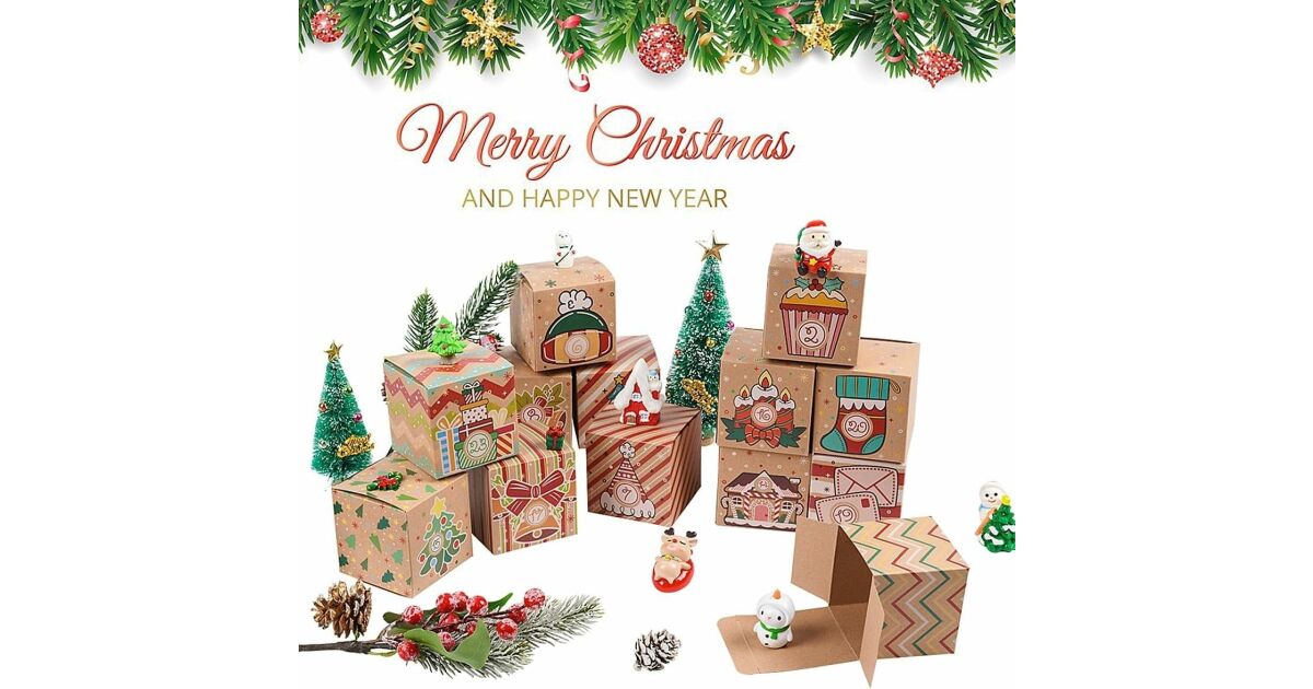 Calendar Advent de Umplut 24 Cutii DIY Crăciun, Set din Carton ...
