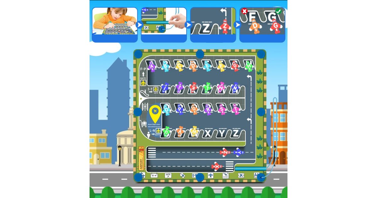 Montessori fa mágneses készségfejlesztő tábla - ábécé tanuló játék ...