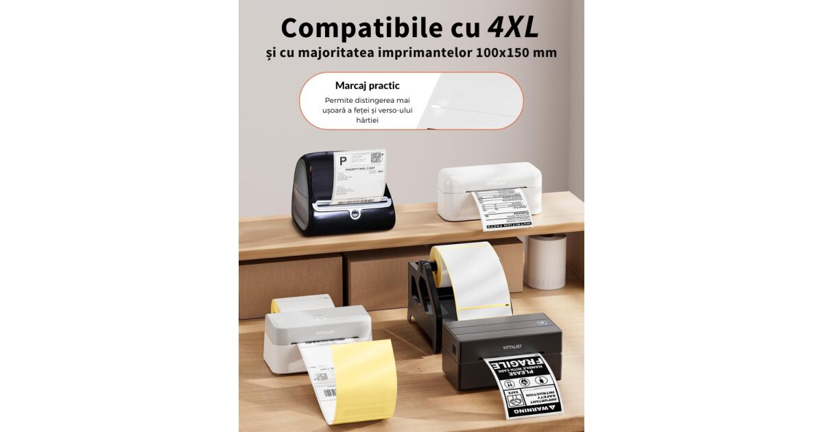 Rola Etichete Termice Autoadezive 100 x 150 mm VITTALIST®, 260 Etichete ...