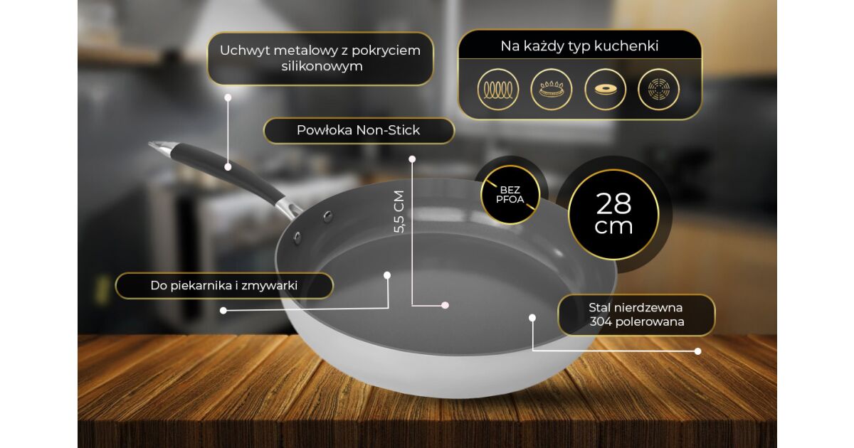 Shiori rozsdamentes acél 304 Pro kerámia bevonatú serpenyő indukciós 28 ...