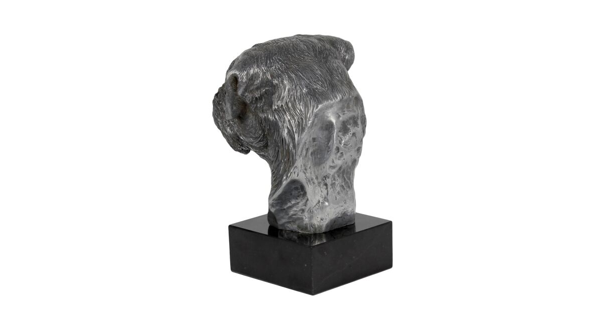 Border terrier - márványfigura, ezüst fémmel bevonva, kézzel készített ...