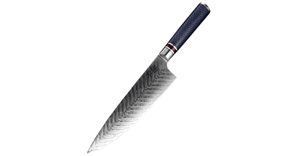 Japán Fukutsu szakácskés ajándékdobozban Damaszk acél VG-10 ...