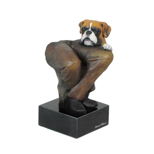 Boxer, Boxer - festett kisplasztika, figura, művész alkotása, Art-Dog ...