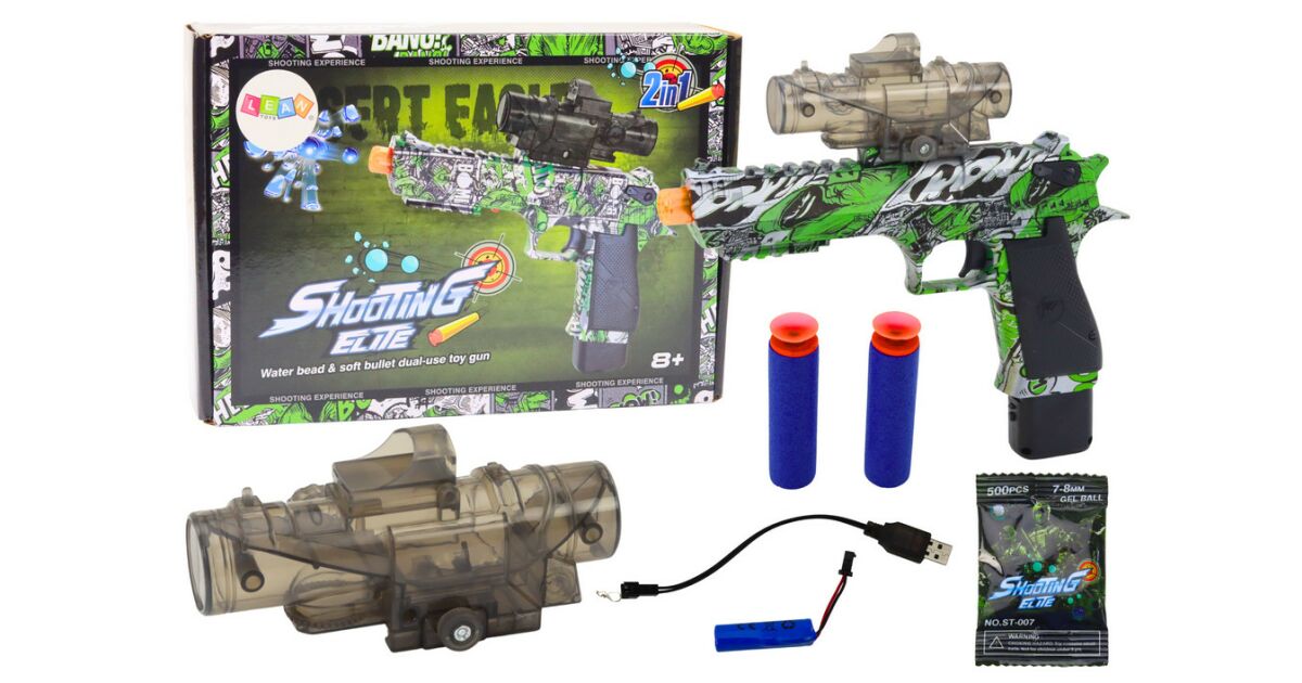 Electric Water Bullet Gun, 2in1 Arrows, Green | Pepita.hu