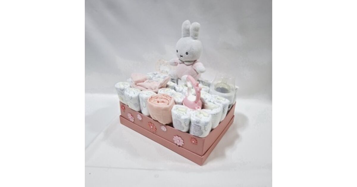 Nyuszi baba box, pelenkatorta 2-5 kg pelenkatorony, babaváró csomag ...