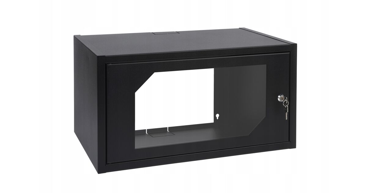 LC 19-os 6U magas szekrény (18-2040) ajtóüveg, 350 mm, RAL 9005, belül ...