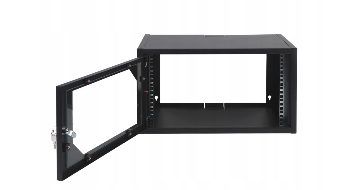 LC 19-os 6U magas szekrény (18-2040) ajtóüveg, 350 mm, RAL 9005, belül ...