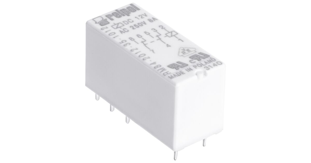 Miniatűr relé 2P 12V AC 8A raszteres 5mm NYÁK-ba AgNi RM84-2012-35-5012 ...