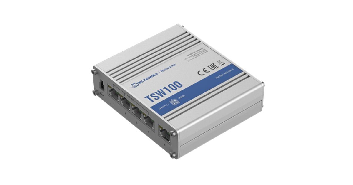 TELTONIKA NETWORKS TSW100 Ipari PoE+ Ethernet kapcsoló | Pepita.hu