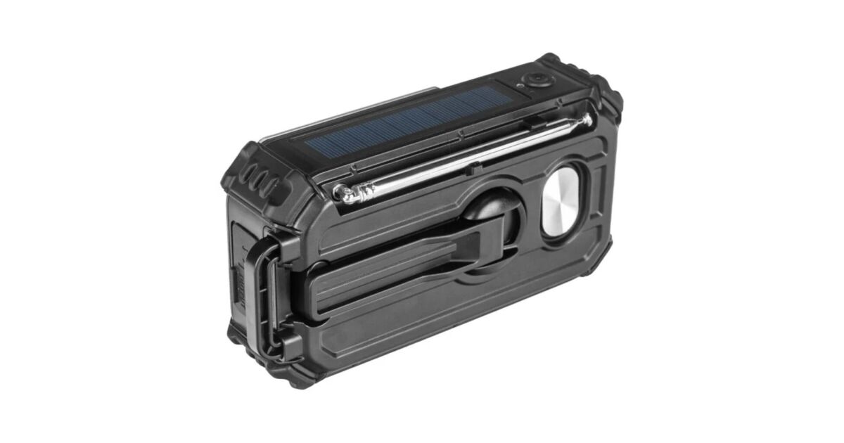 Napelemes rádió DAB+/FM hangszóró Powerbank zseblámpa óra POWERplus ...