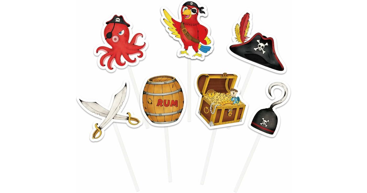 CUPCAKE DÍSZÍTÉS TORTADÍSZÍTÉS KALÓZ PAPAGÁJ RUMOS POLIP 49db | Pepita.hu