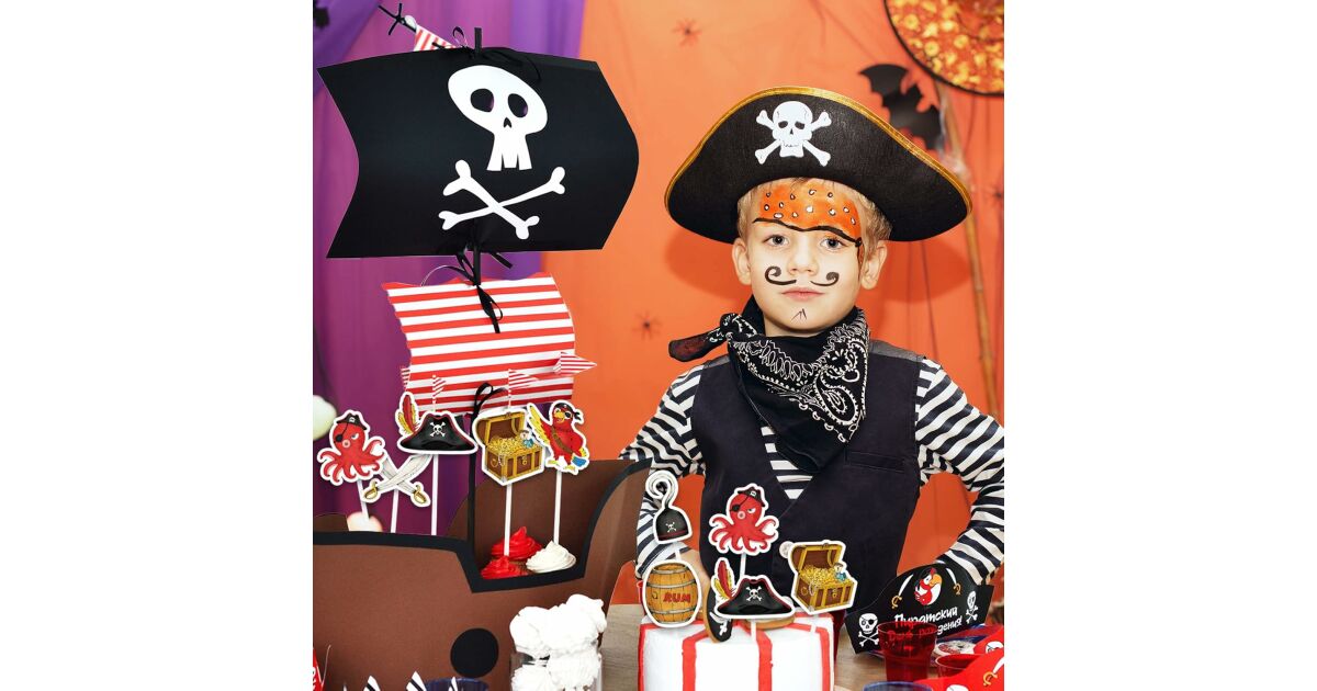 CUPCAKE DÍSZÍTÉS TORTADÍSZÍTÉS KALÓZ PAPAGÁJ RUMOS POLIP 49db | Pepita.hu