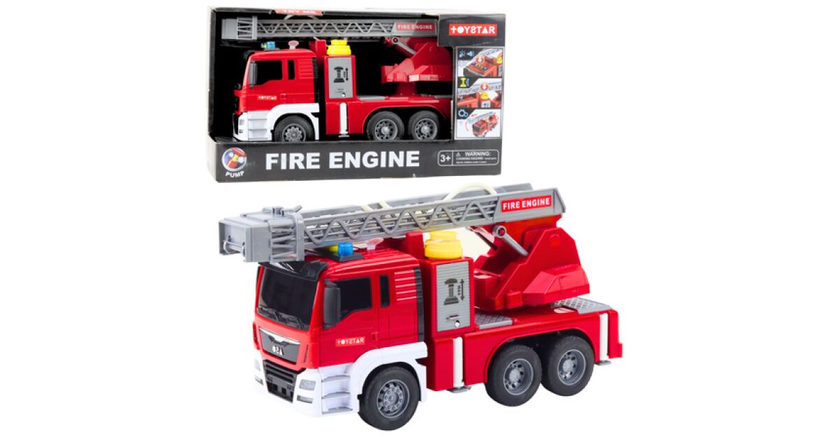 Fire Truck with Boom Fire Department Drive Water Pouring Lights Sounds ...